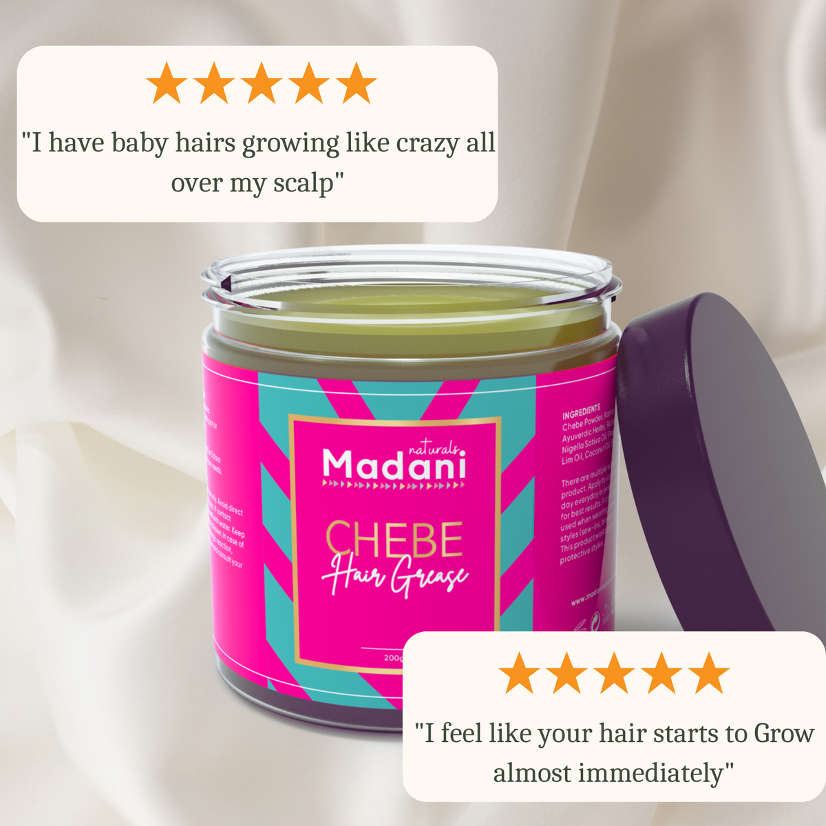 Madani Naturals Super Hair Growth Combo - 1 Chebe Grease & 1 Scalp Sti